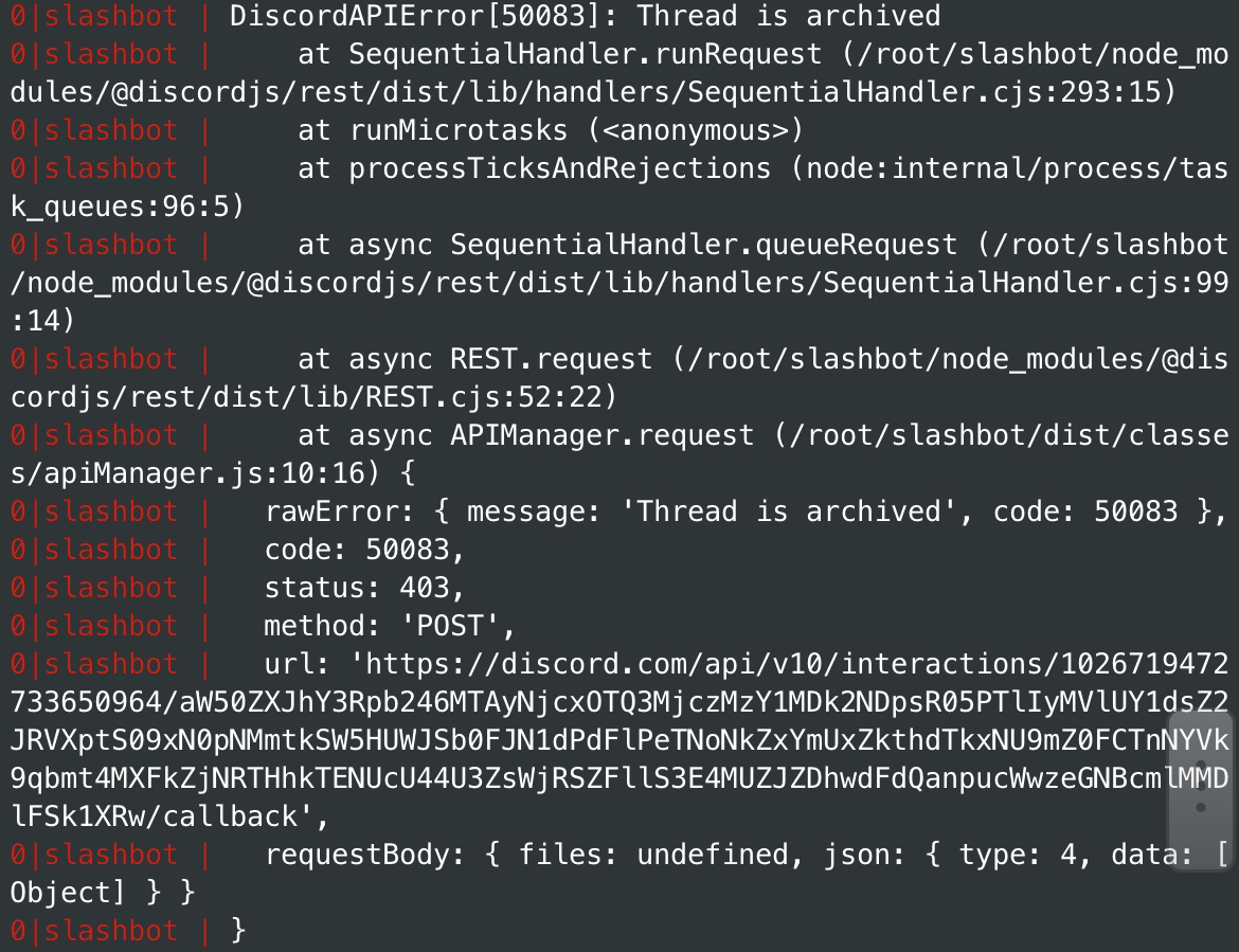 Thread Archived Error On Interaction Callback · Issue 5517 · Discord Discord Api Docs · Github