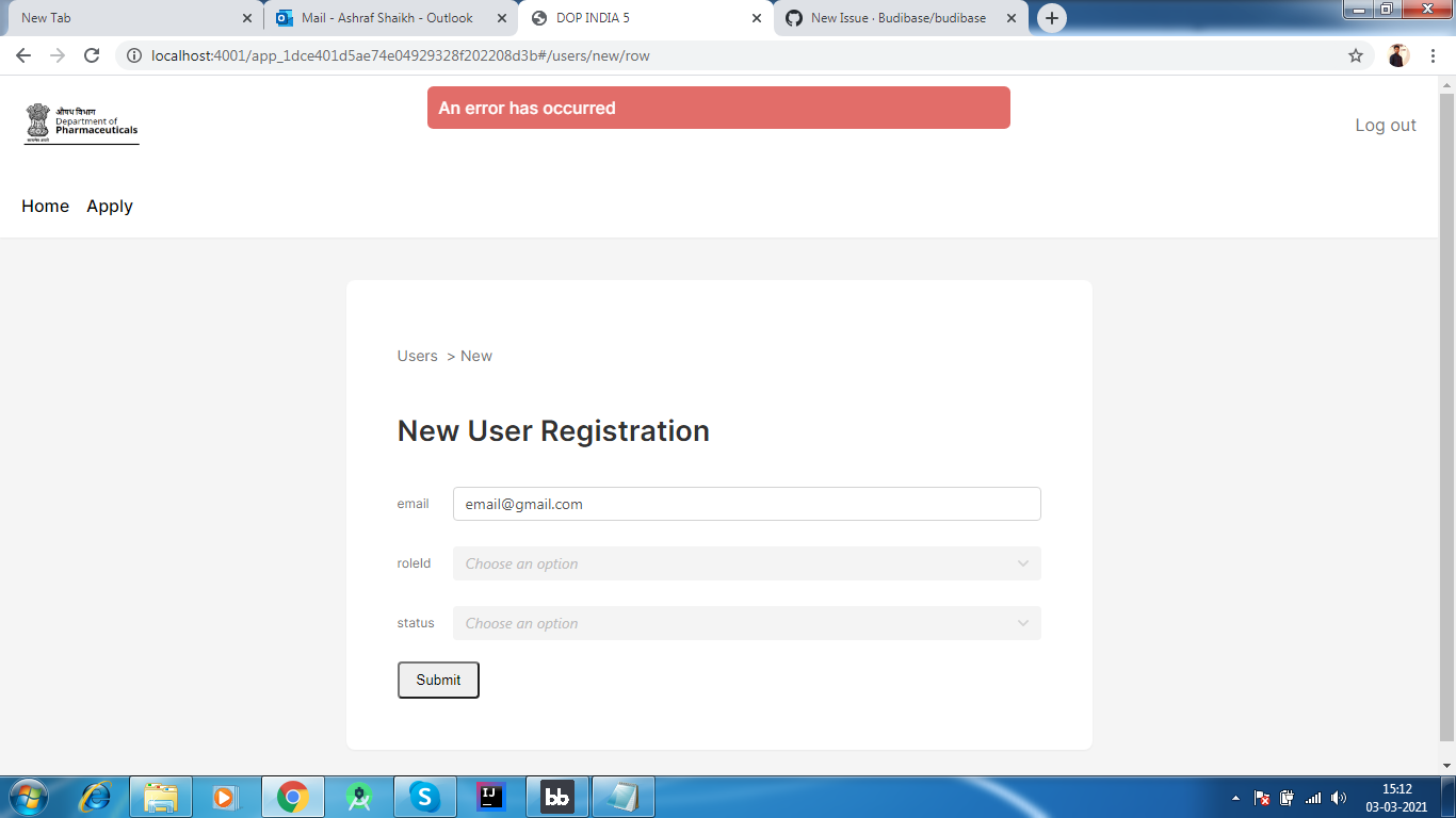 New User Creation · Issue 1240 · Budibasebudibase · Github 