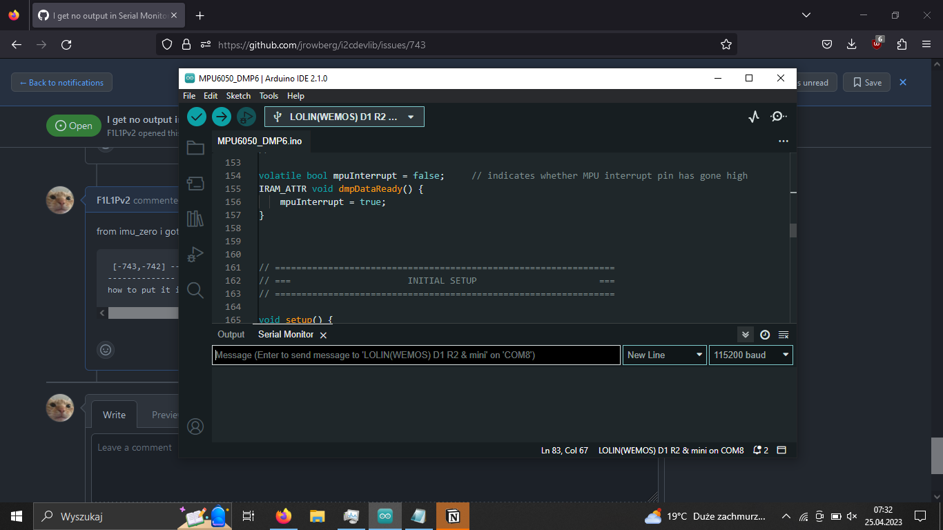 I get no output in Serial Monitor Wesmos D1 Mini · Issue #743 · jrowberg/i2cdevlib · GitHub
