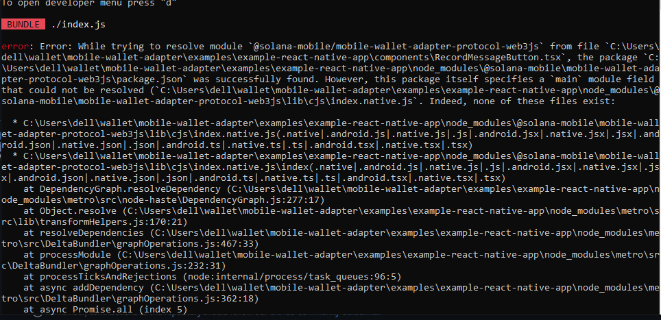 yarn install error · Issue #309 · solana-mobile/mobile-wallet-adapter · GitHub