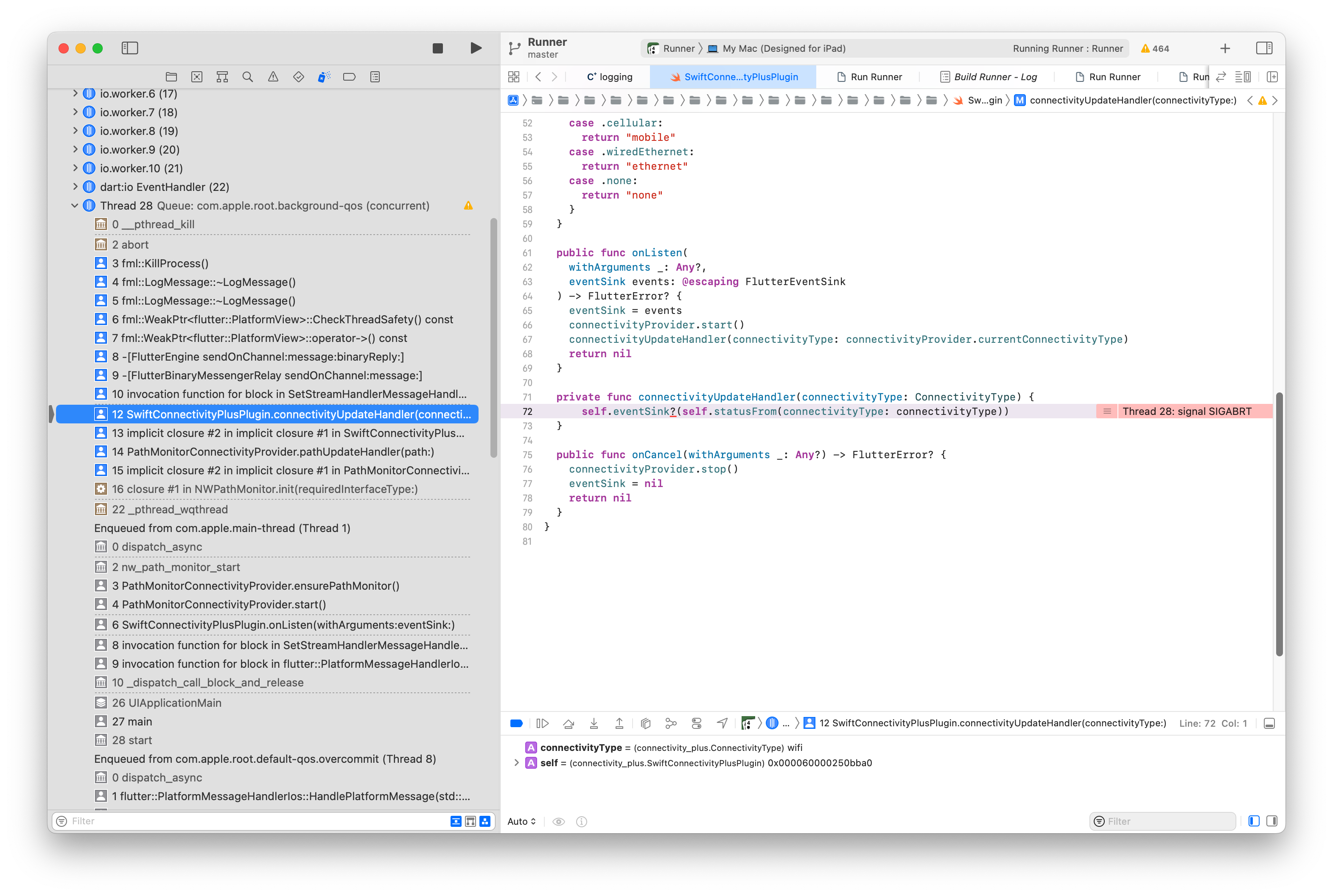 [connectivity_plus] Events are sent to Flutter on the wrong thread · Issue #845 ...