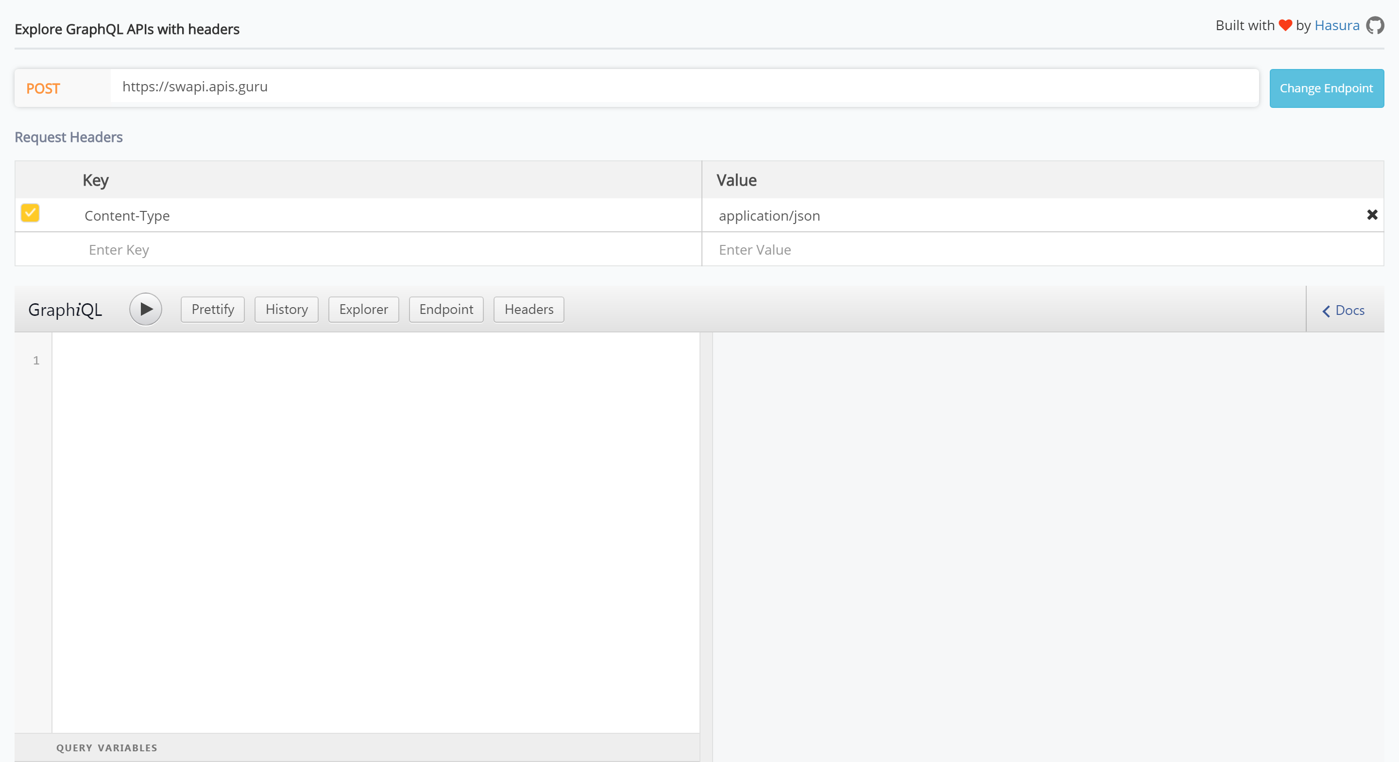 Add Ability To Hide The Endpoint And Headers Sections In Graphiql Online · Issue 2129 · Hasura