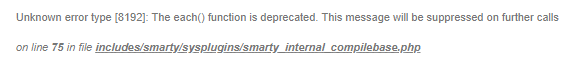 each is deprecated. Upgrade Smarty · Issue #692 · intelliants/subrion · GitHub