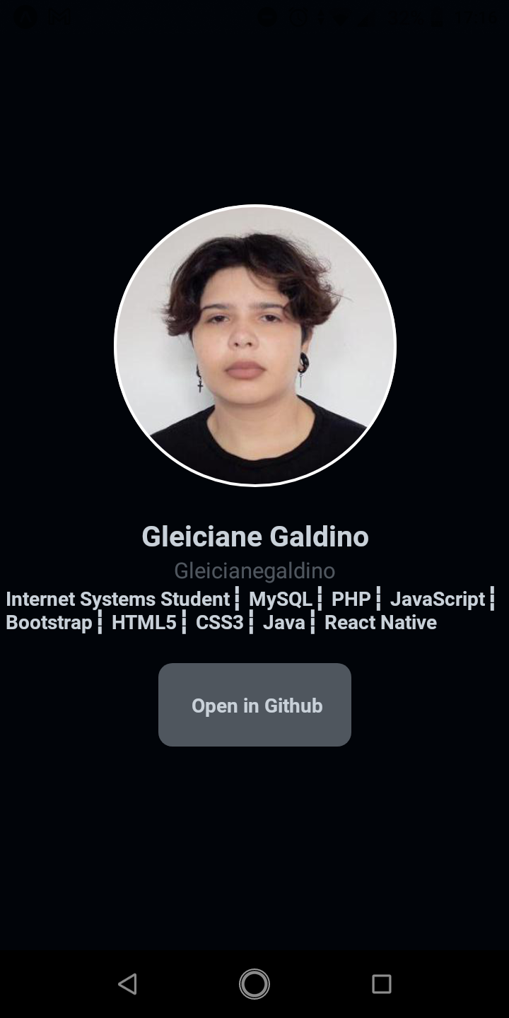 GitHub - Gleicianegaldino/Tela-de-Profile-React-Native