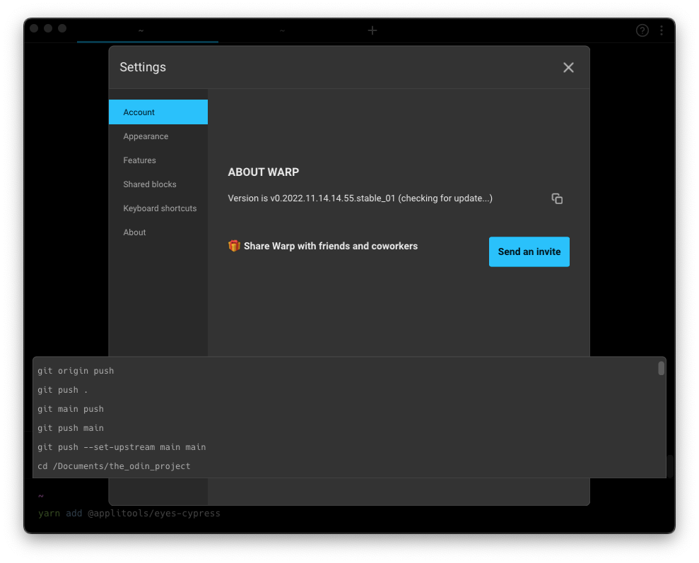 Command History Does Not Auto Close Hide When Opening Settings · Issue 2146 · Warpdotdev Warp