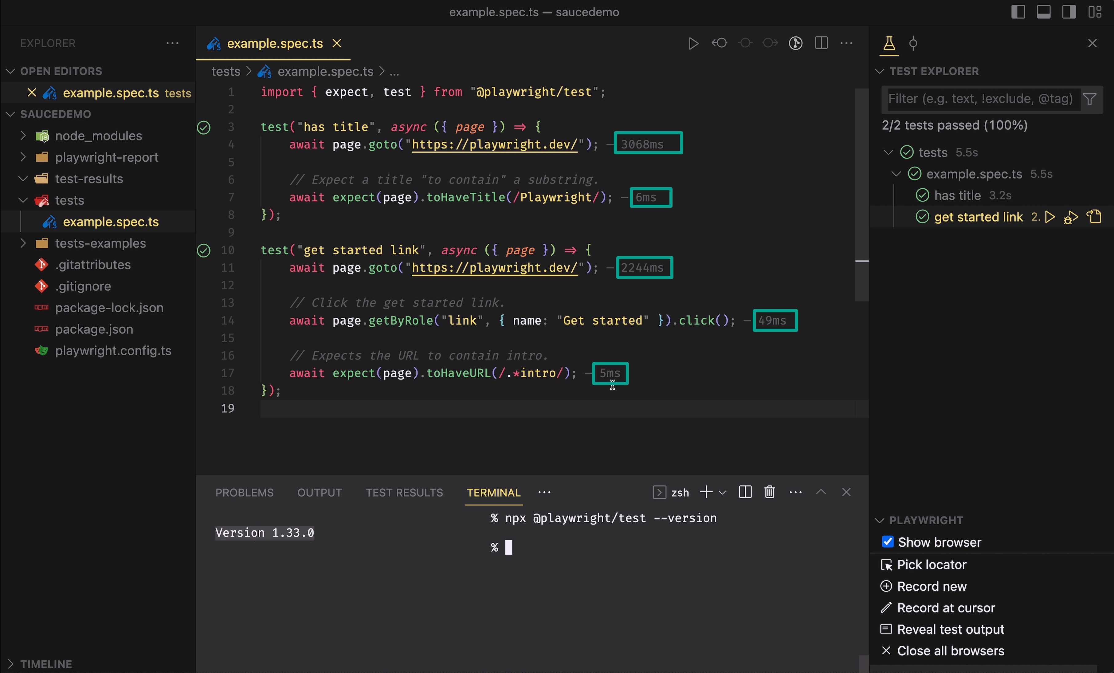 Regression Inconsistent Display Of Execution Time In Vscode With Playwright Extension · Issue
