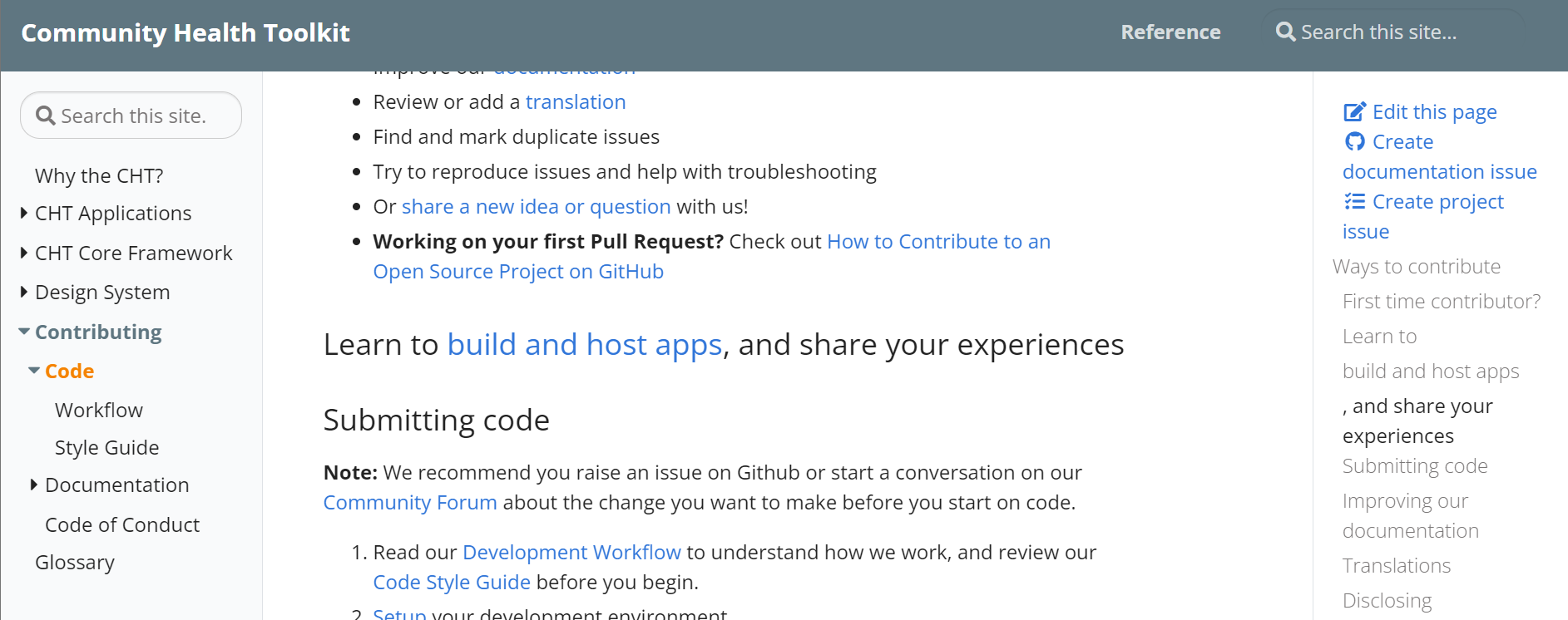 Broken header in index of 'Contributing Code' · Issue #875 · medic/cht-docs · GitHub