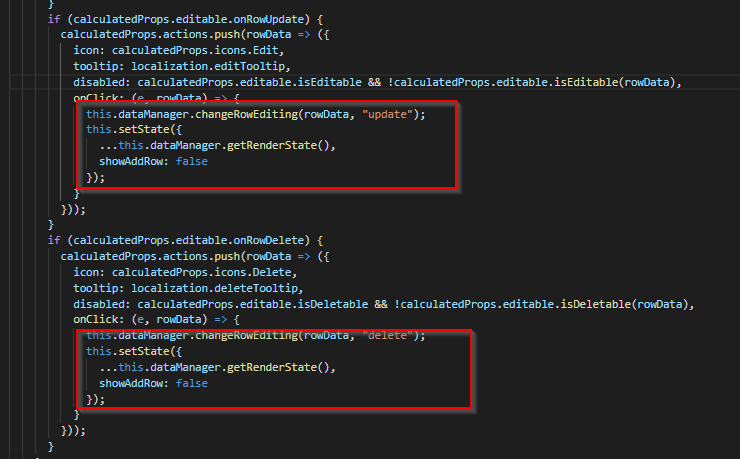 Editing does not go away if "editable" value changes · Issue #689 · mbrn/material-table · GitHub