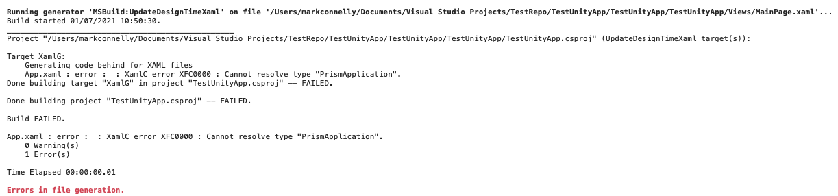 [Bug] "Cannot Resolve Type "PrismApplication"" stopping XamlHotReload from compiling. · Issue ...