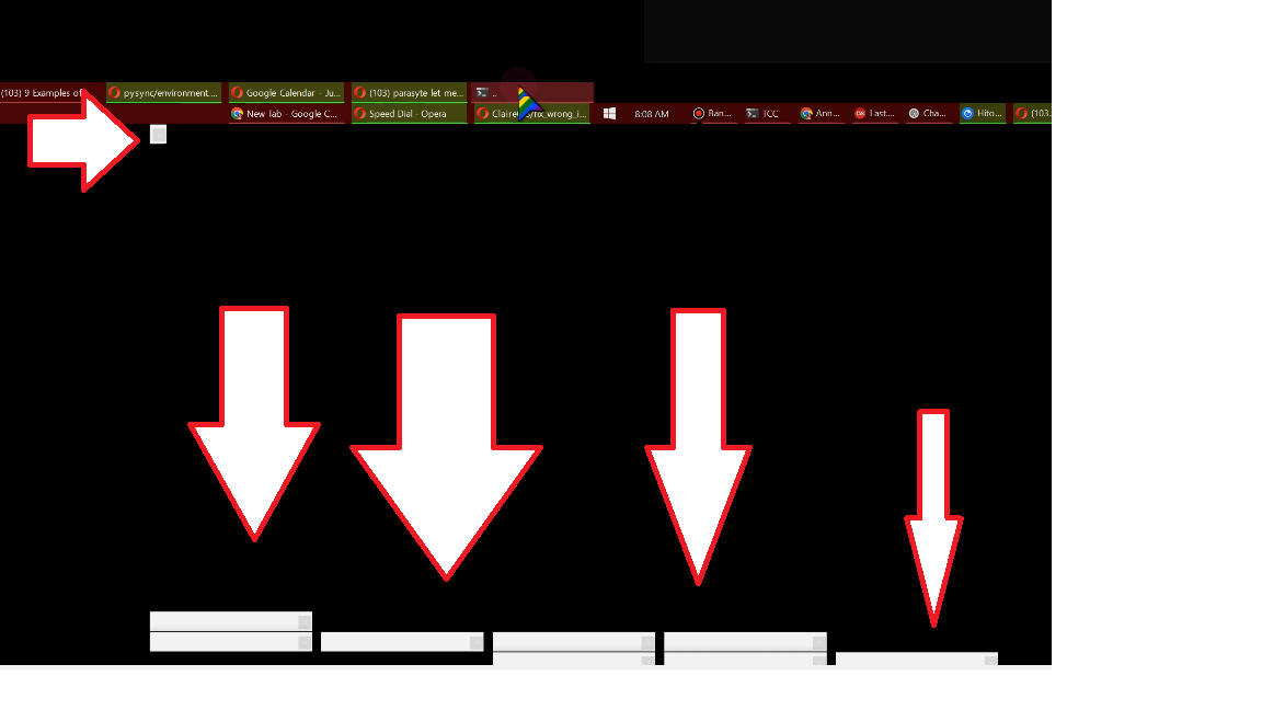 impossible-to-move white boxes drawn all over taskbar and on desktop ...