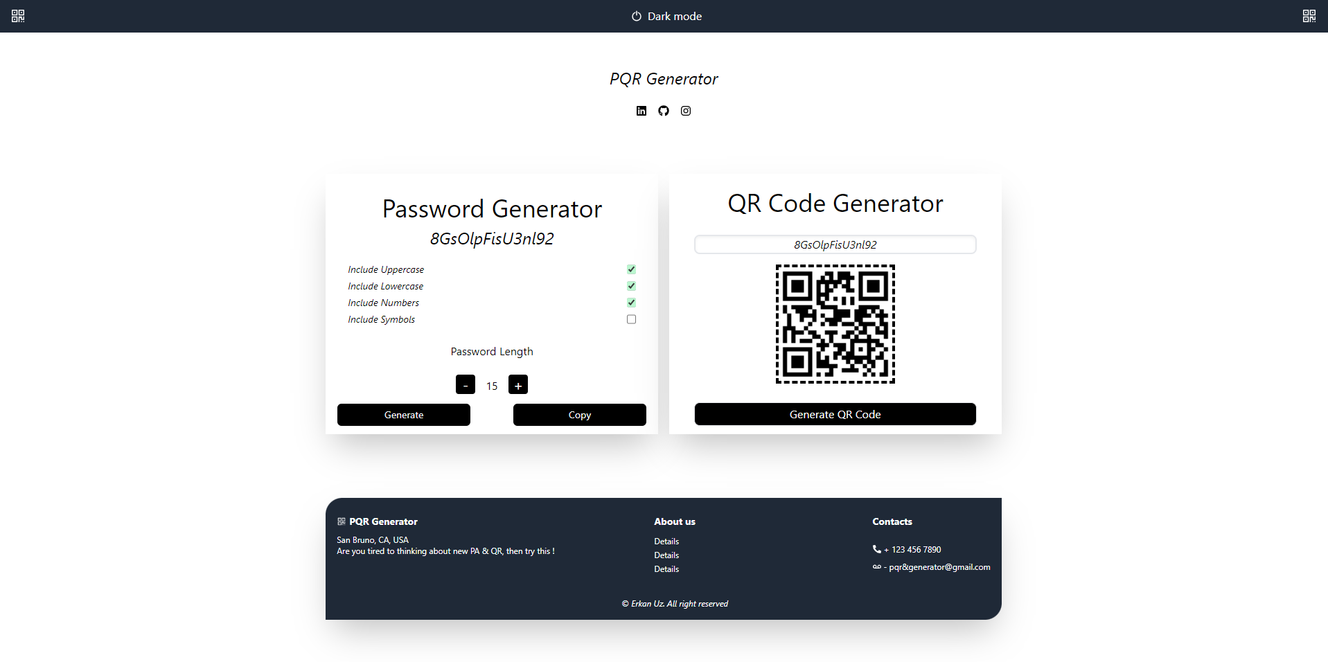 GitHub - erkanuz/PQR-Generator: Responsive password and QR code generator website