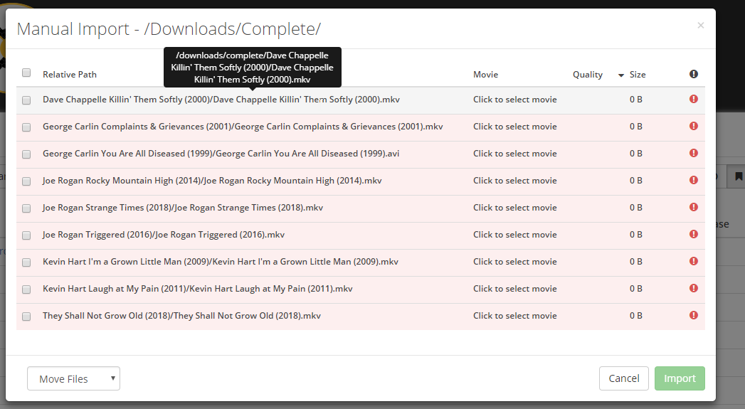 Unable To Process File Error When Doing Manual Import · Issue 3182 · Radarr Radarr · Github