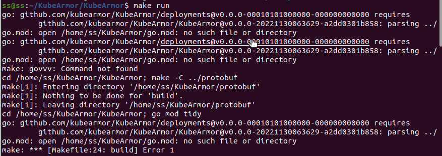 Unable to run Kubearmor in developement mode · Issue #1185 · kubearmor/KubeArmor · GitHub