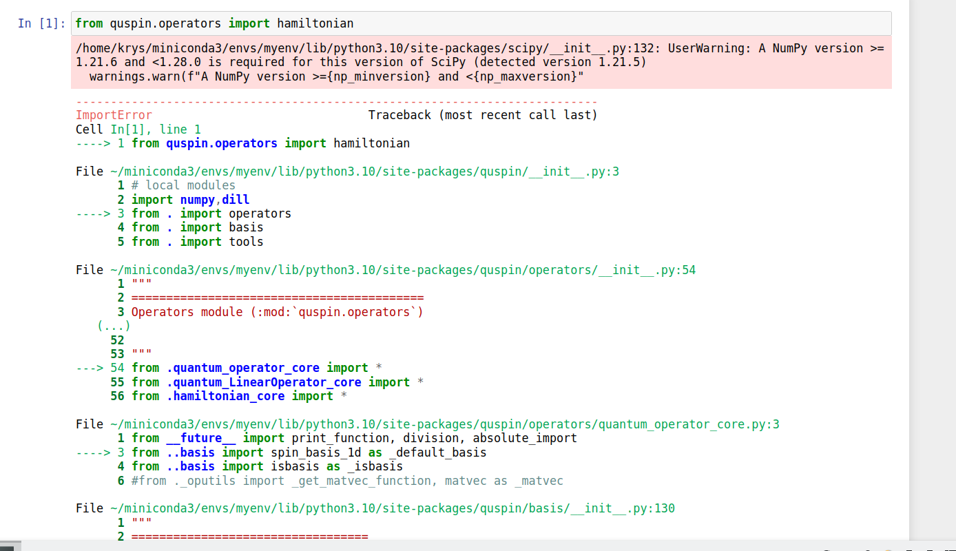 Default Versions Of Scipy Numba And Numpy That Comes With Quspin 037