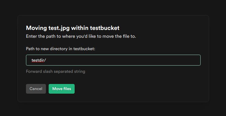 Storage: Error moving file into folder causes error "body should have ...