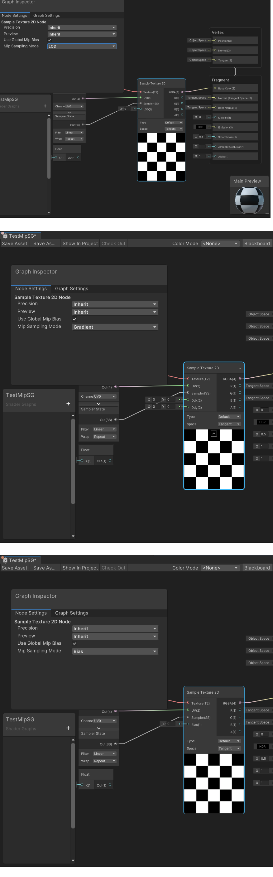 [Shadergraphs] Support for mip sampling modes on 2d textures, 2d ...