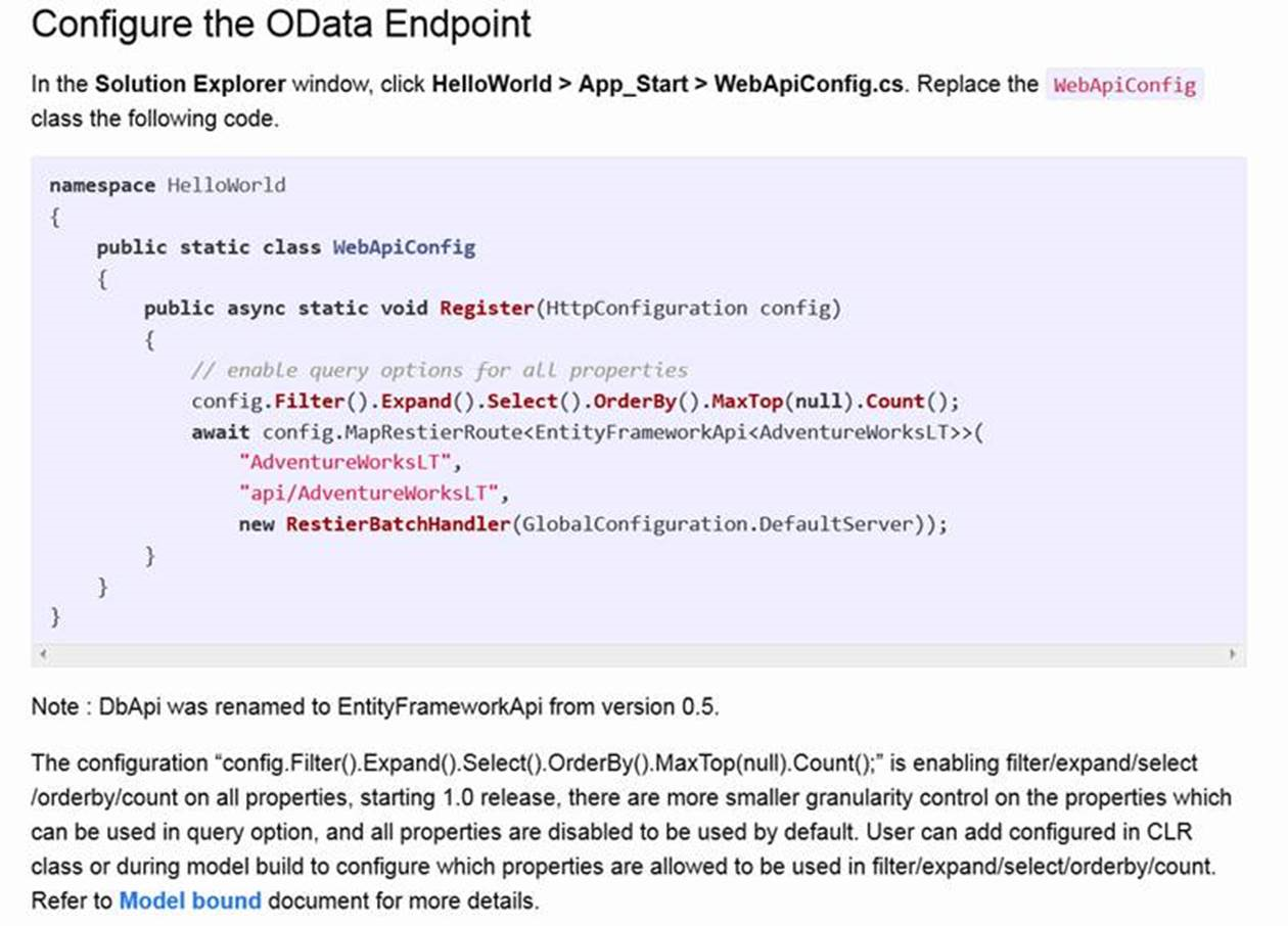 Reference issue in WebApiRoute Config while using Restier · Issue #582 ... Reference issue in WebApiRoute Config while using Restier · Issue #582 ...