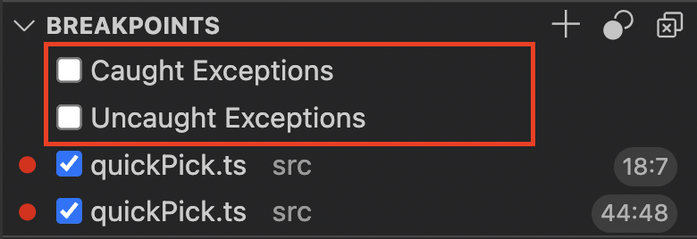 Stop on exception only for one debugging session · Issue #174127 · microsoft/vscode · GitHub