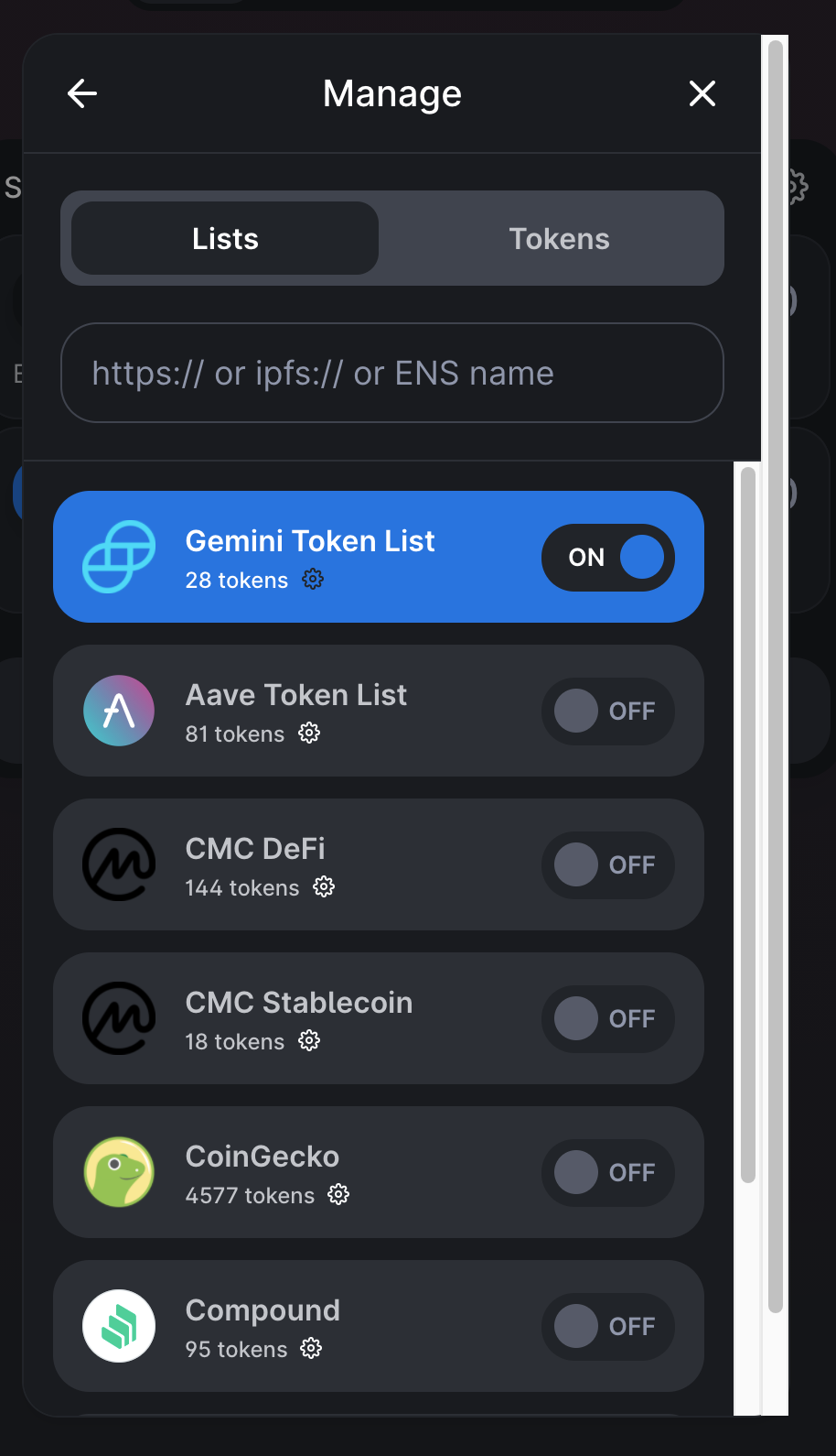 manage token list modal scrolls with many lists · Issue #1945 · Uniswap/interface · GitHub