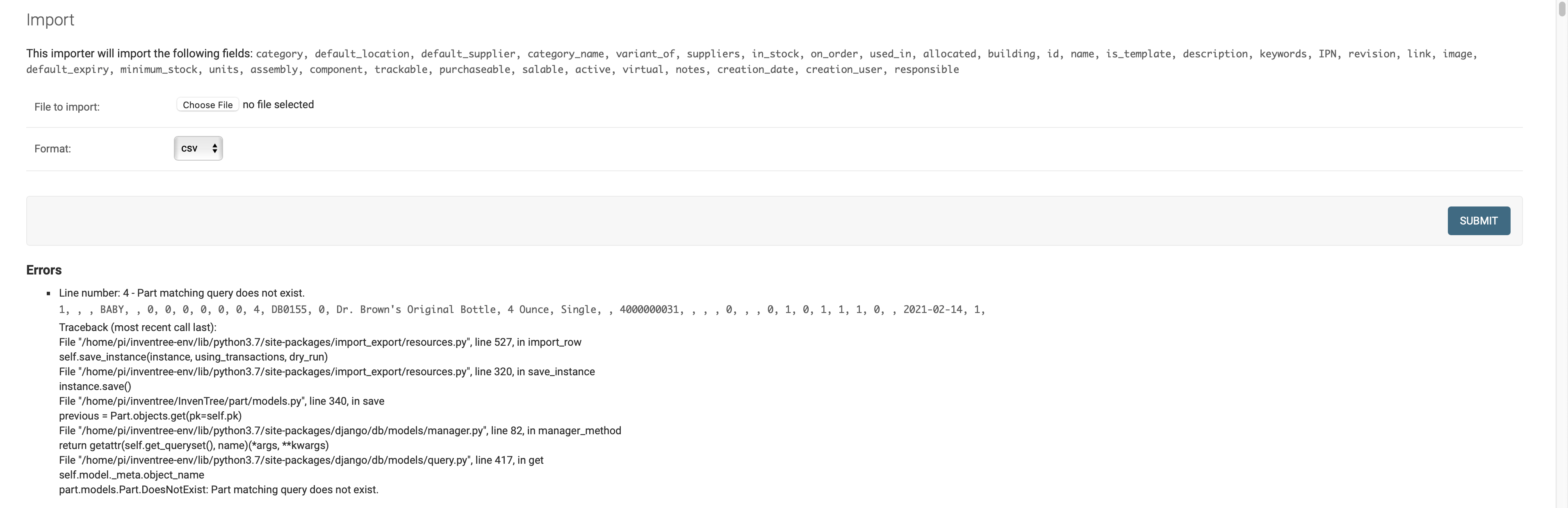 Importing · Issue #1328 · inventree/InvenTree · GitHub