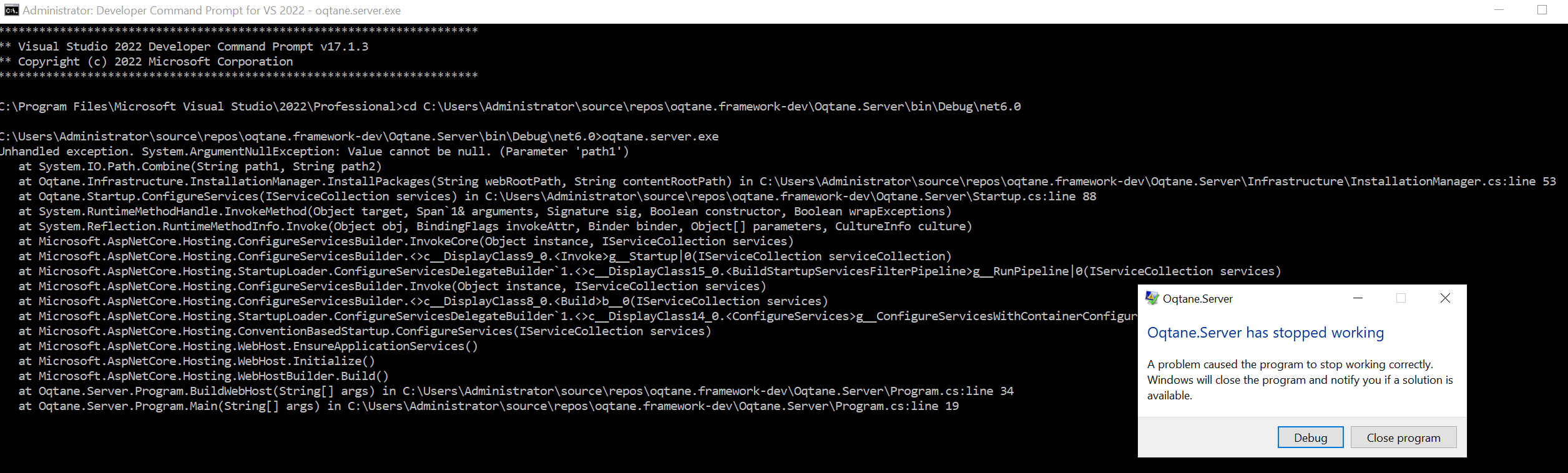 Running Oqtane.Server from command line is Erroring · oqtane oqtane.framework · Discussion #2448 ...