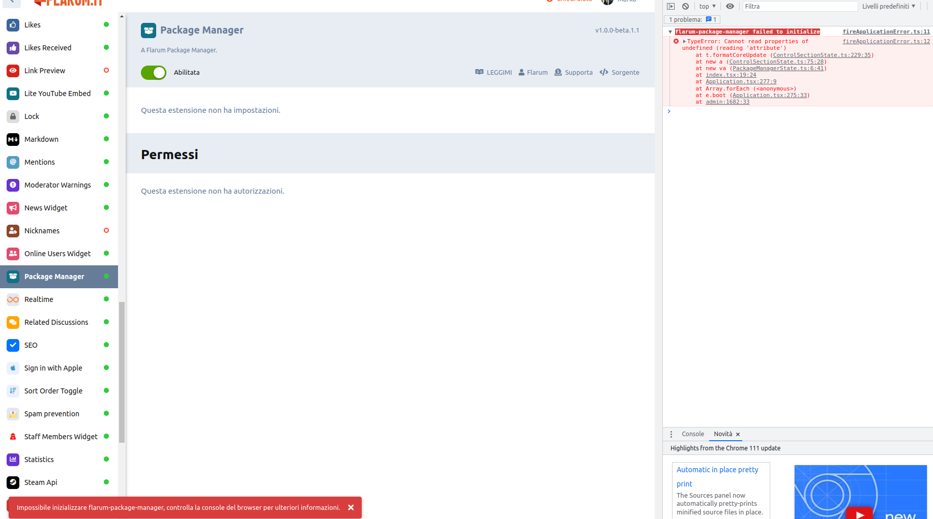Package Manager error in Flarum 1.7.1 · Issue #3776 · flarum/framework · GitHub