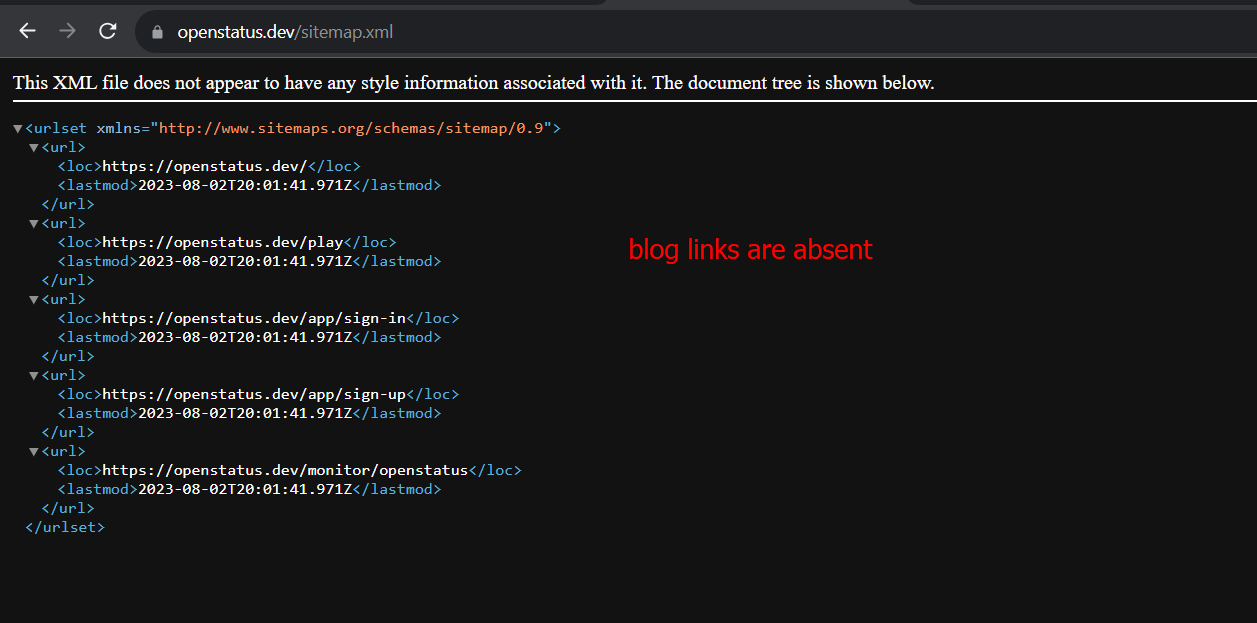 Dynamically Add Blog Links To Sitemap · Issue 148 · Openstatushq Openstatus · Github