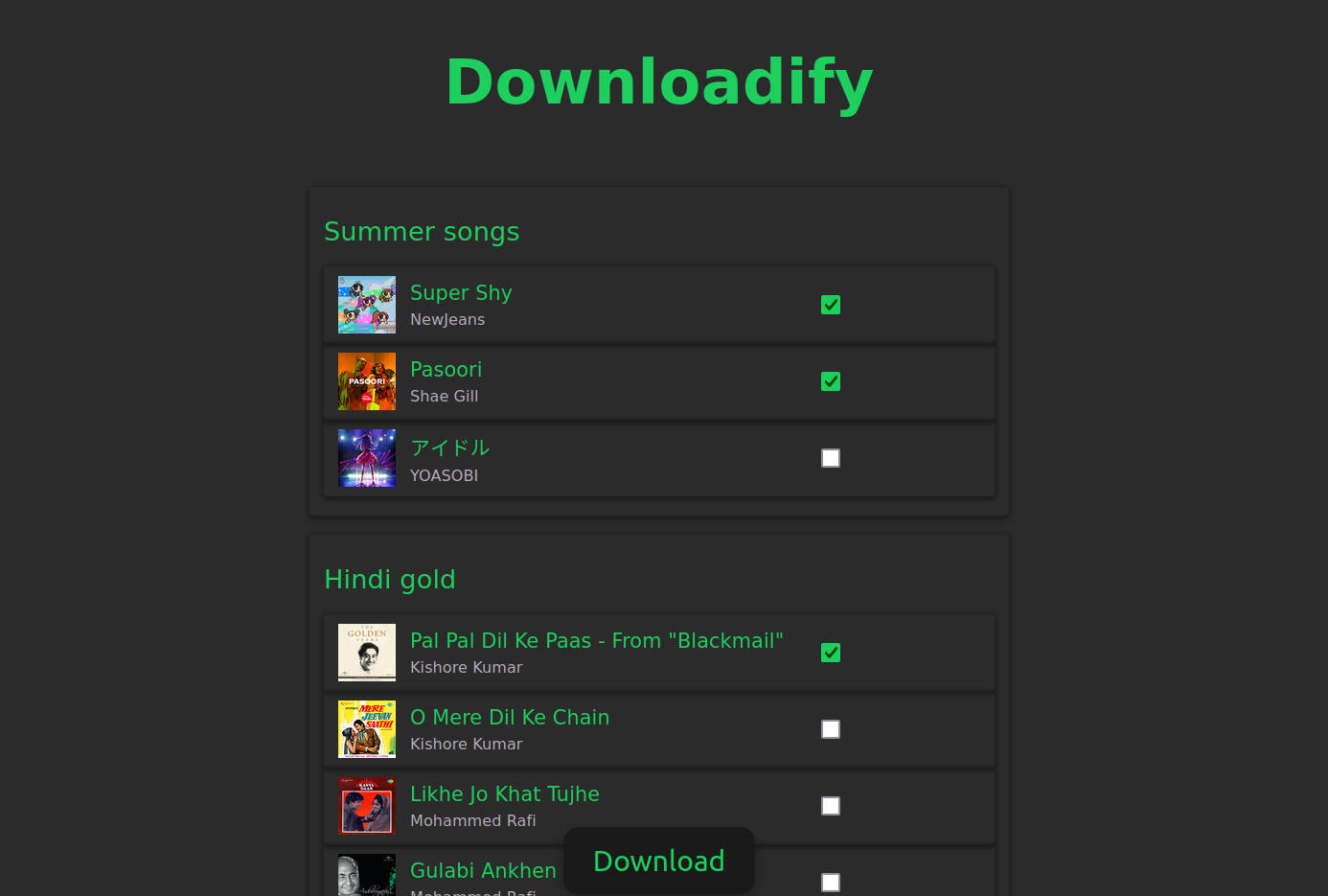 GitHub - notshashwat/Downloadify-React: React app to fetch your playlists from spotify and ...