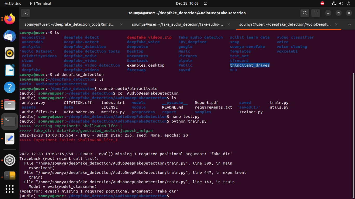 In that train.py script i got an issue regarding eval() missing 1 required positional argument ...
