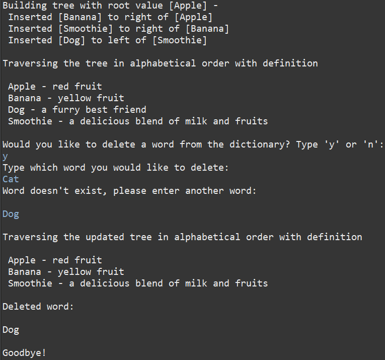 GitHub - StailloG/BinaryTreeDictionary: Java program that accepts and adds word(s) and its ...