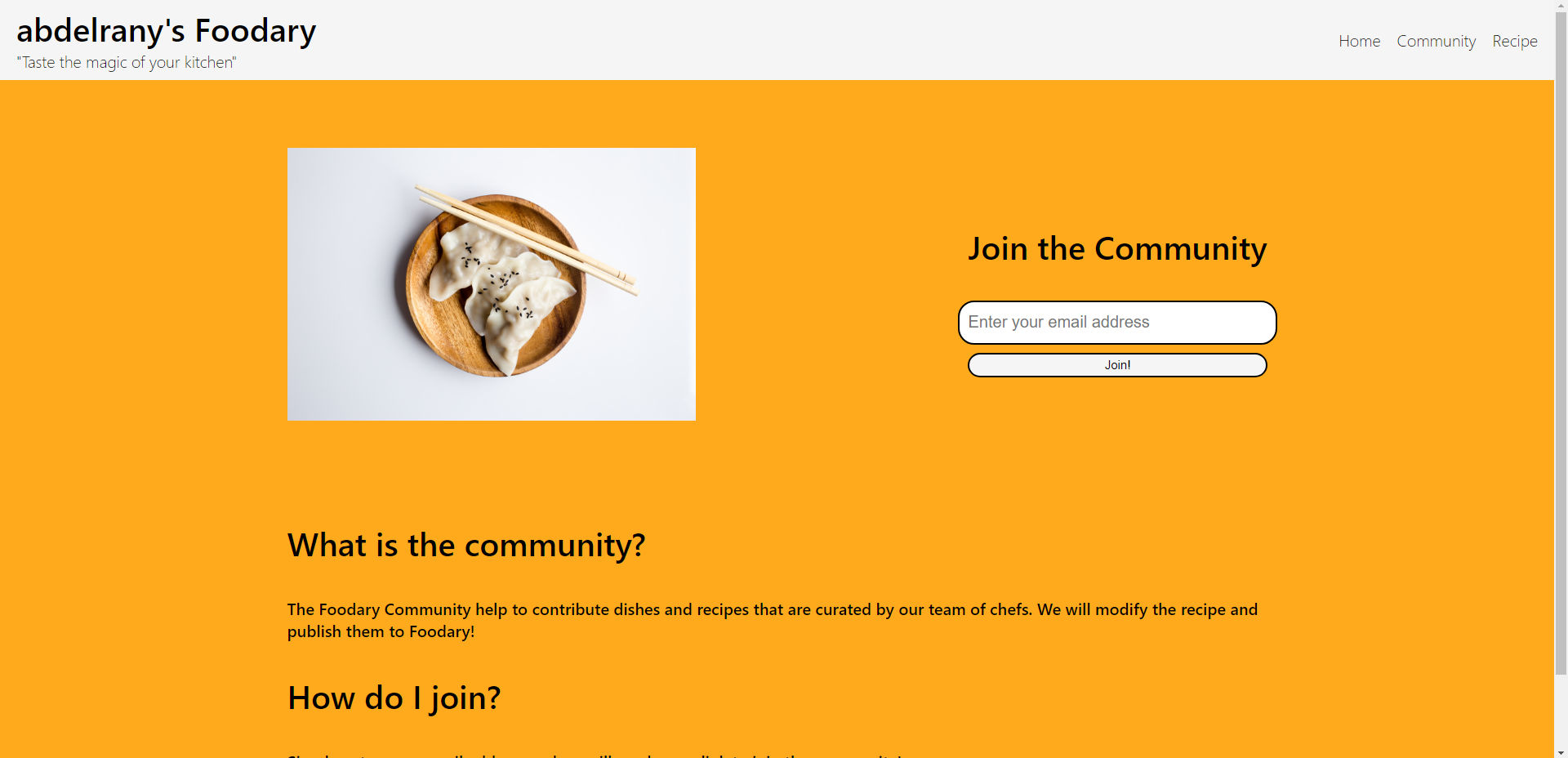 GitHub - abdelrany/food-community-project