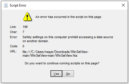 Safety settings on this computer prohibit accessing a data source on ...