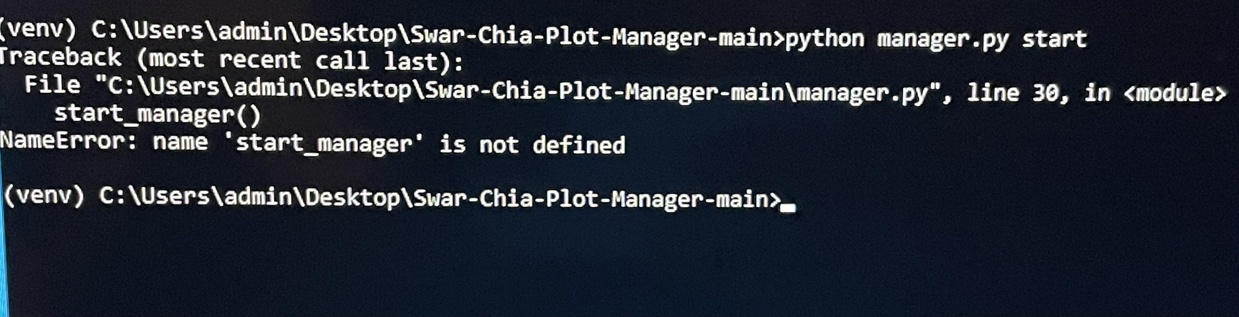 NameError: name ‘start_manager’ is not defined · Issue #732 · swar/Swar-Chia-Plot-Manager · GitHub