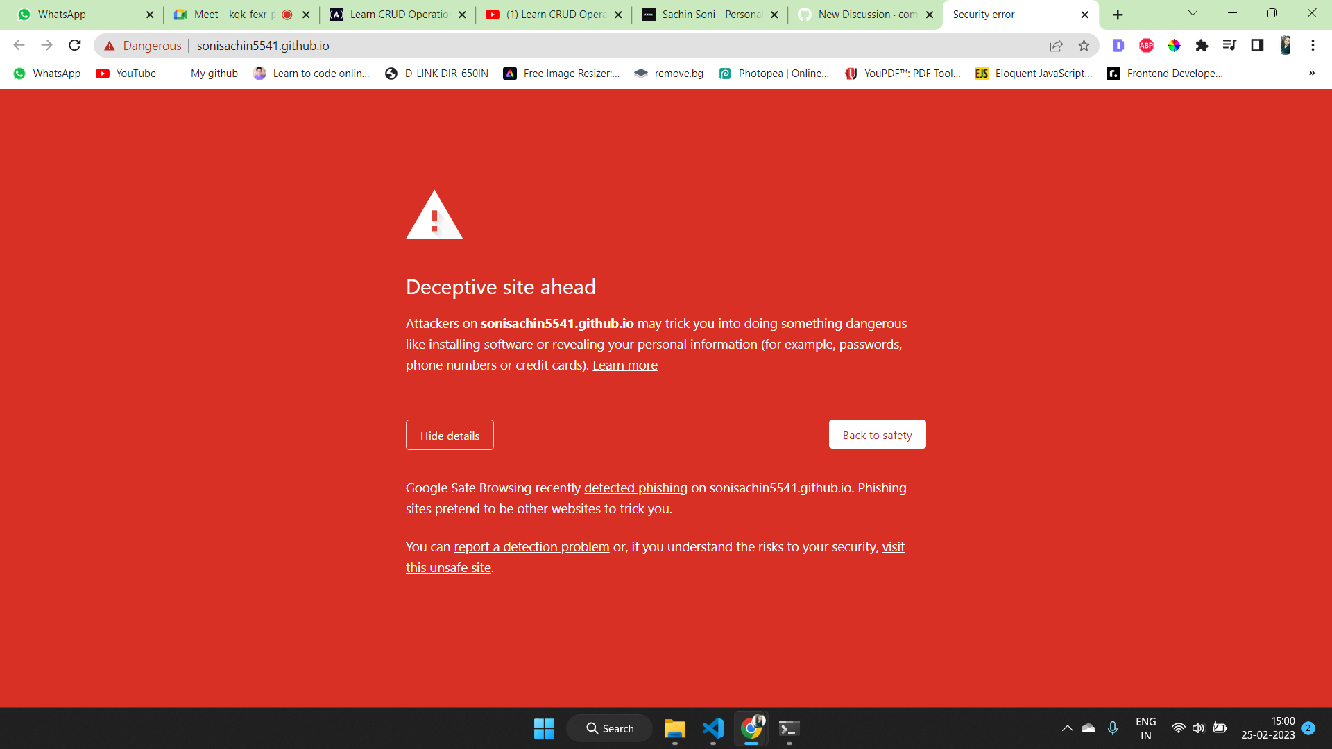 My website deployed in github pages showing Deceptive site warning ...