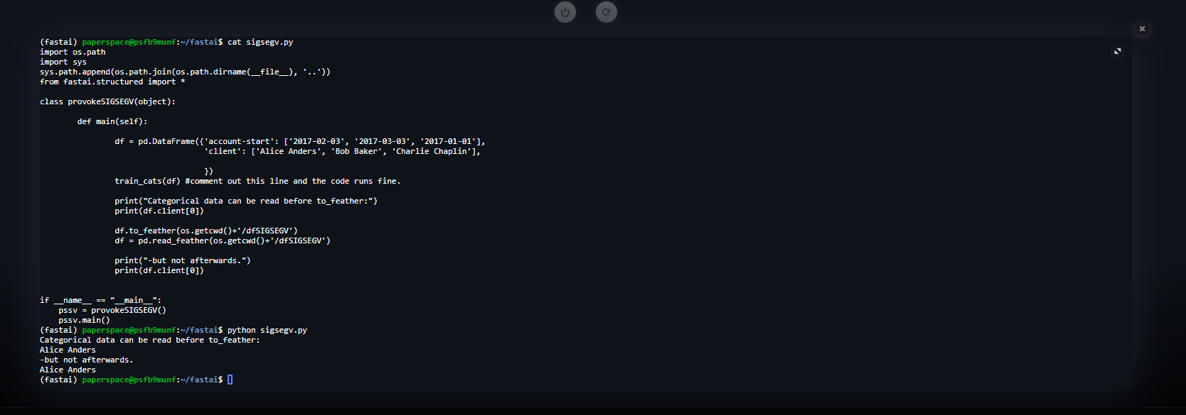 train_cats() causes SIGSEGV after feather · Issue #616 · fastai/fastai · GitHub