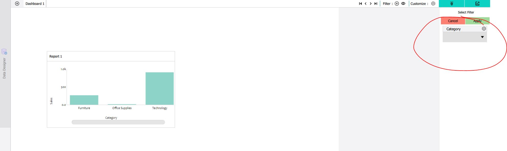 Dashboard Filter: Multiple drown icon: Selected filter is not shown. By ...