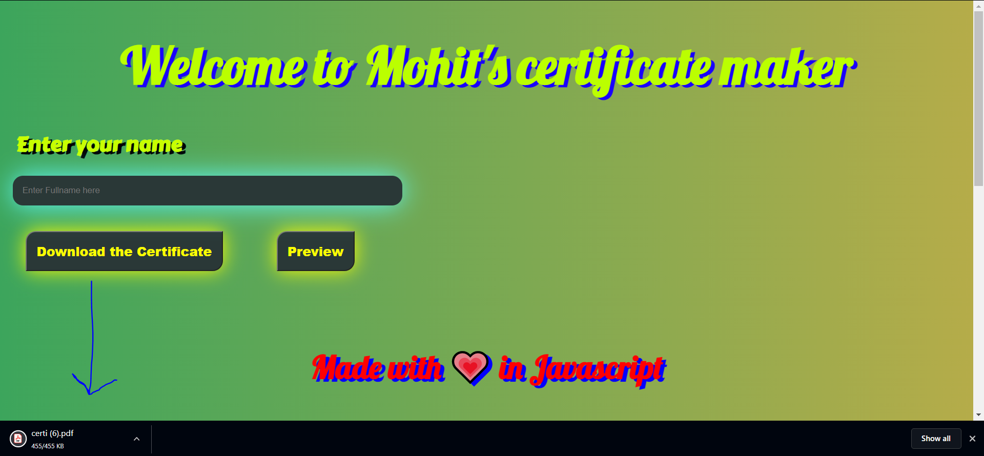 GitHub - mohittk/Certificate-maker-JS