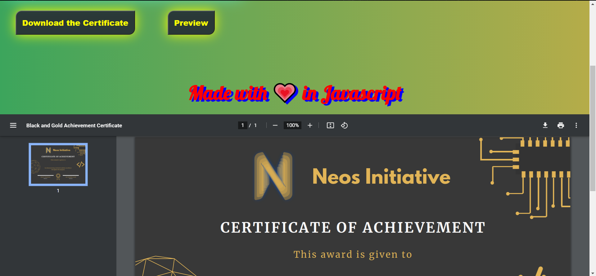 GitHub - mohittk/Certificate-maker-JS
