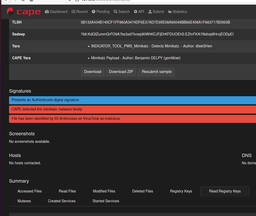 No screenshots and no results in the Summary tabs · Issue #445 · kevoreilly/CAPEv2 · GitHub