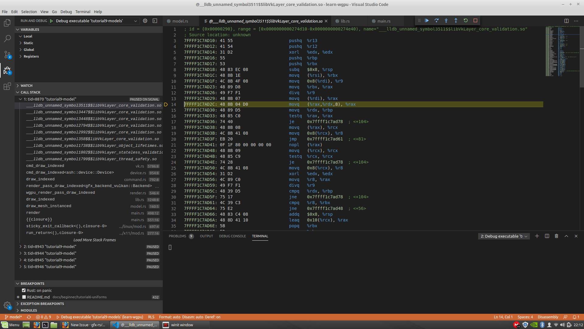 Stop reason: signal SIGSEGV: invalid address (fault address: 0x0) · Issue #194 · gfx-rs/wgpu-rs ...