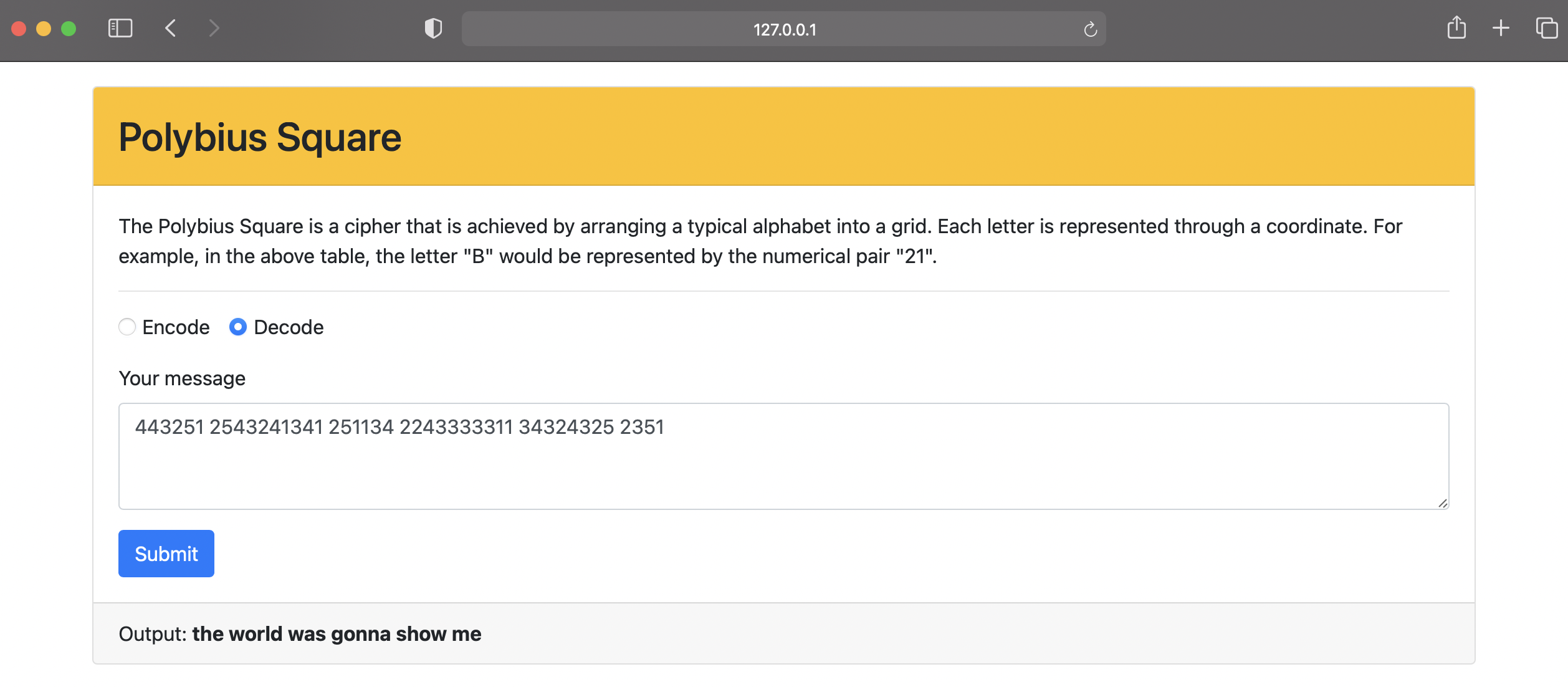 GitHub - jakexcode/Cipher-Project: This project makes use of the Caesar Shift, Polybius, and ...