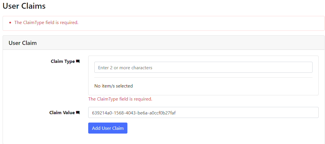 Unable to add claims · Issue #181 · skoruba/IdentityServer4.Admin · GitHub