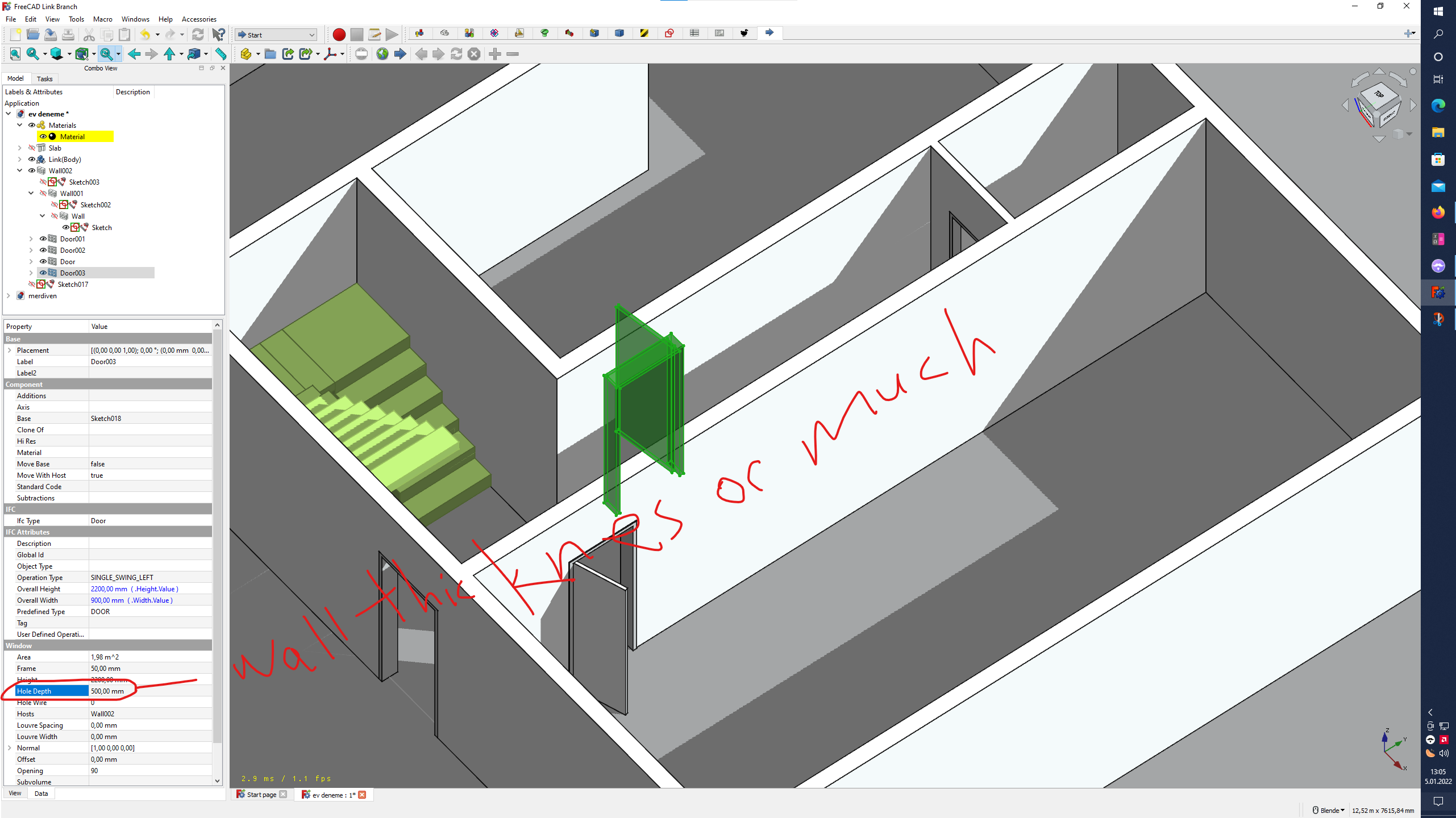 The door element holling itself and behinding wall · Issue #1001 · realthunder/FreeCAD_assembly3 ...