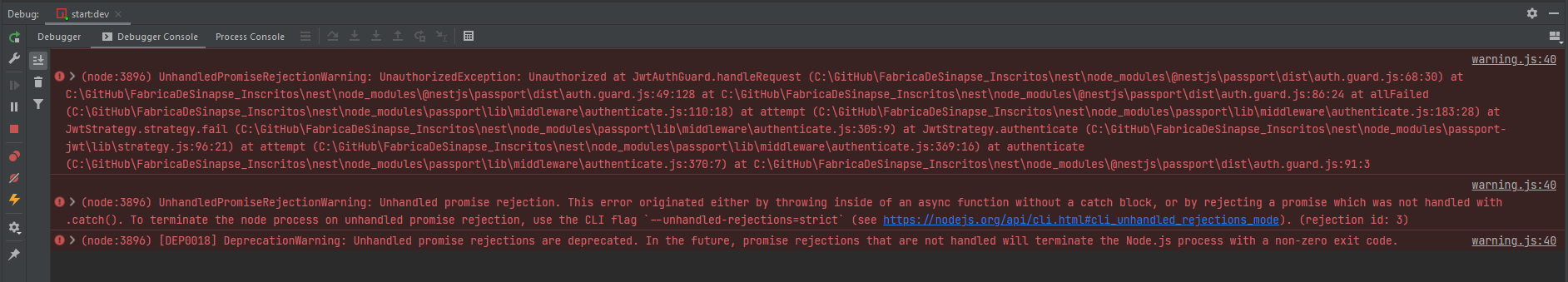 crashserver on "401 unauthorized" · Issue #1 · FabricaDeSinapse/nestjs-auth · GitHub