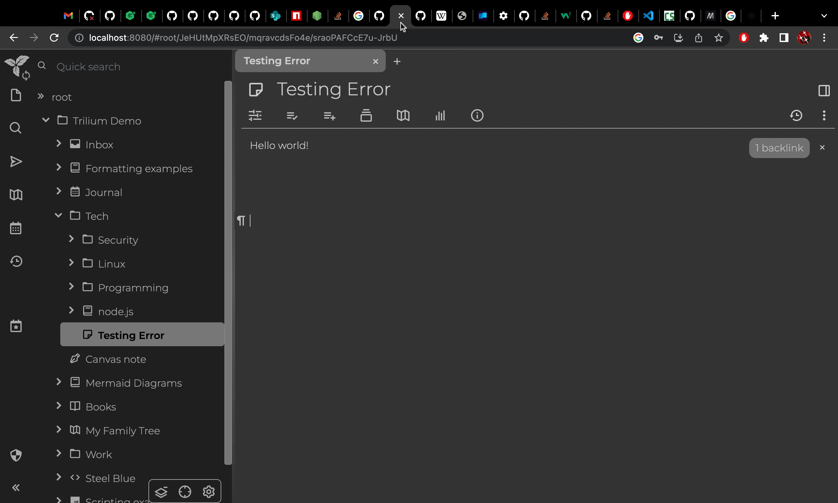 (Bug report) the in-line link is created at the top of the current note instead of where the ...