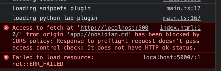 CORS policy error · Issue #2 · cristianvasquez/obsidian-lab · GitHub