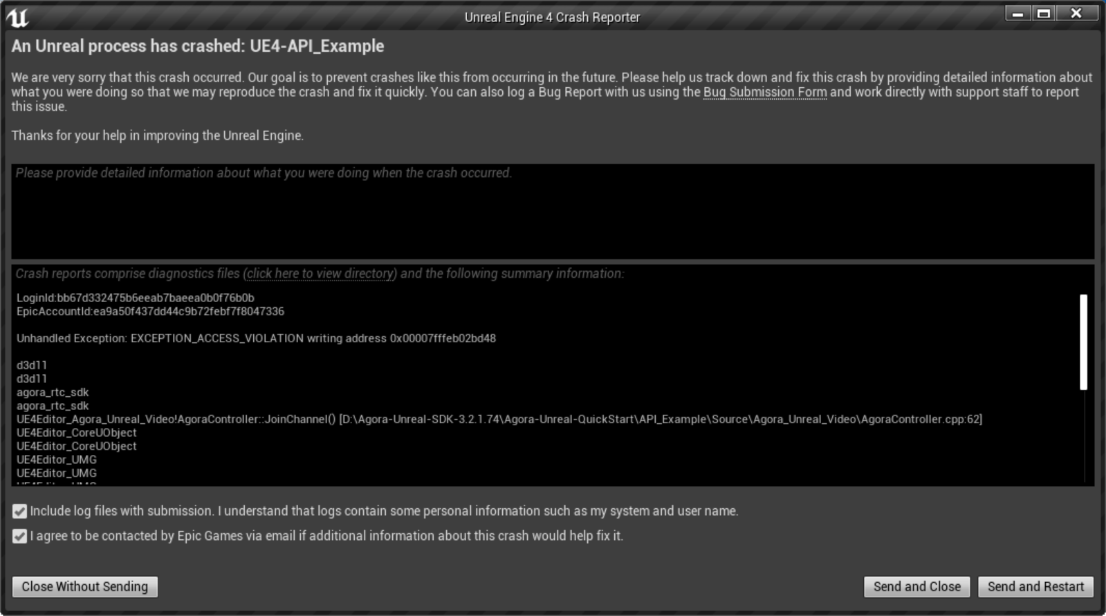 Crash when relaunching VideoLevel in Unreal SDK API_Example · Issue #7 · AgoraIO-Community/Agora ...