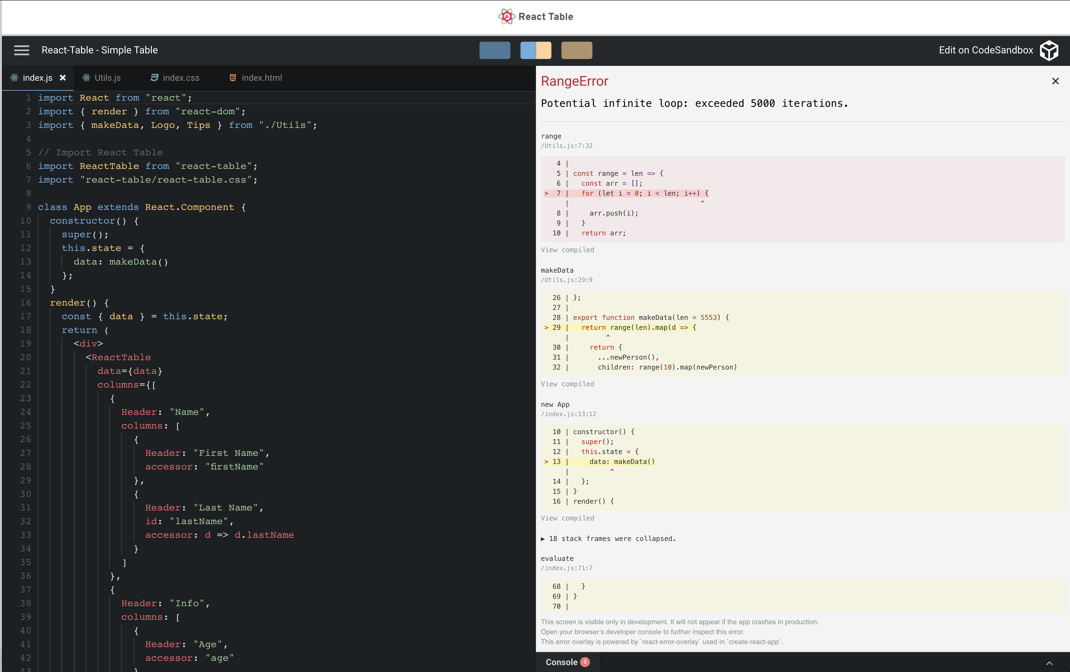 Demos not working · Issue #688 · TanStack/table · GitHub