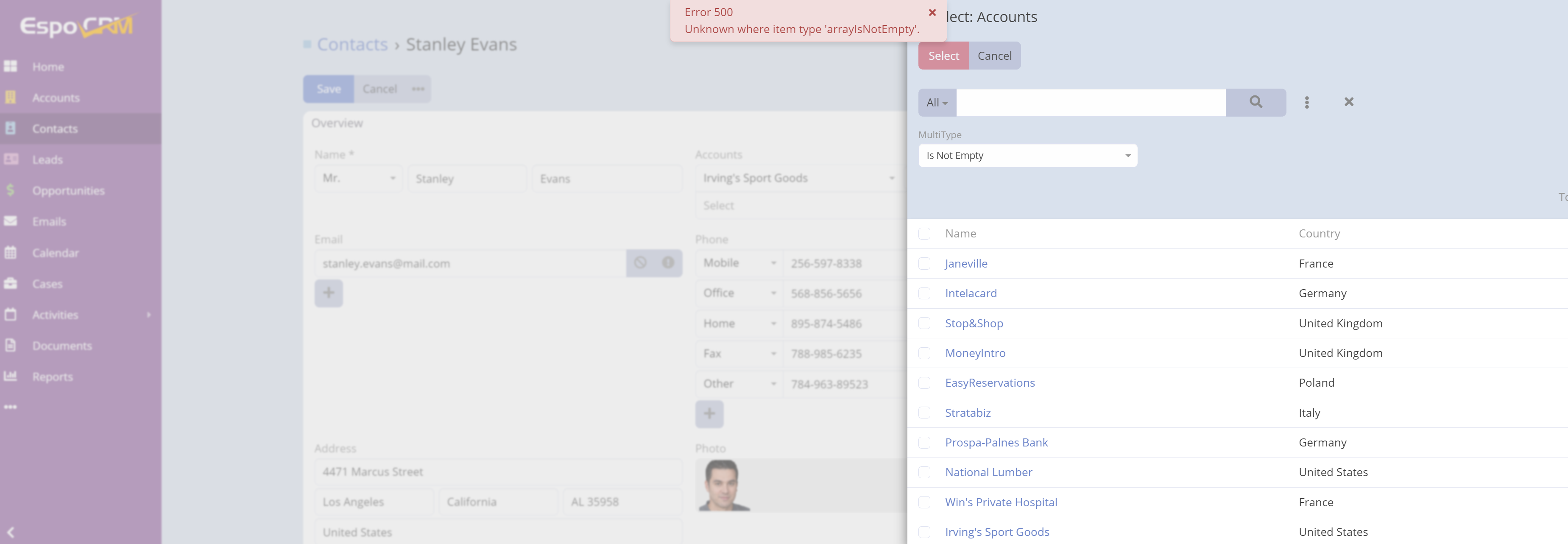 Multi Enum Filter Is Not Empty Throws Error · Issue 2668 · Espocrmespocrm · Github