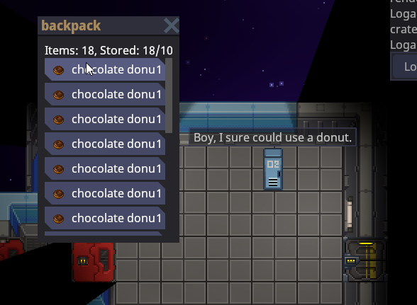 Removing an item from a backpack while in a locker or crate causes the ...